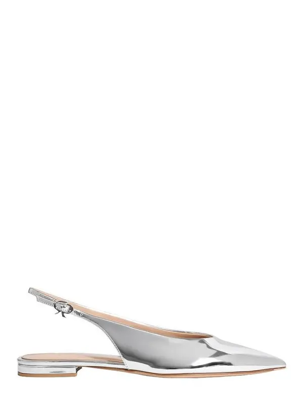 GIANVITO ROSSI Mirrored-leather Slingback Point-toe Flats - Silver