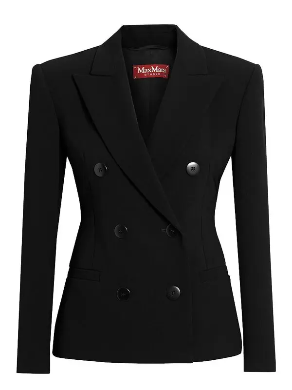 Max Mara Double-breasted Crepe Blazer - Black