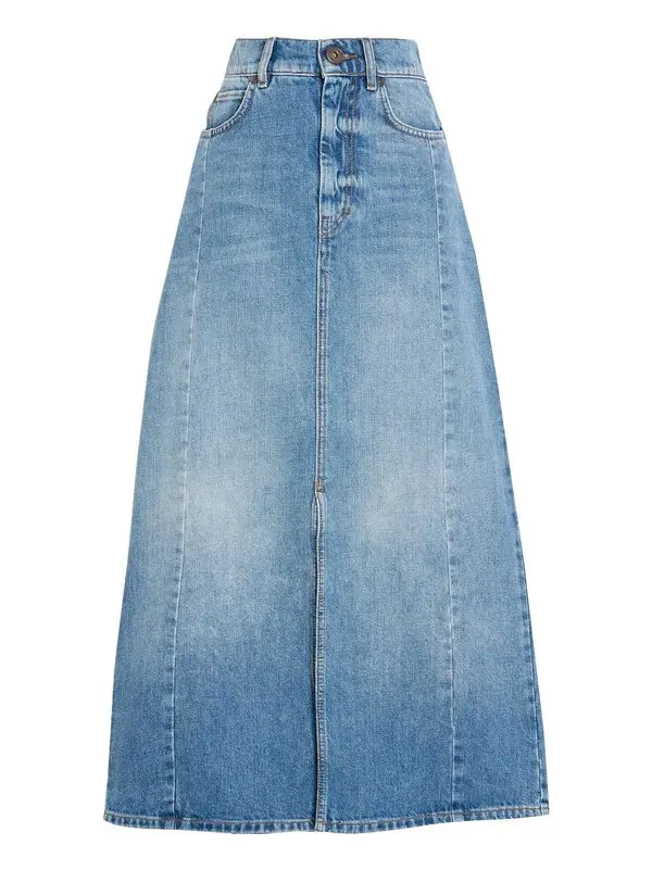 Max Mara Gesso Denim Midi Skirt - Mid Denim