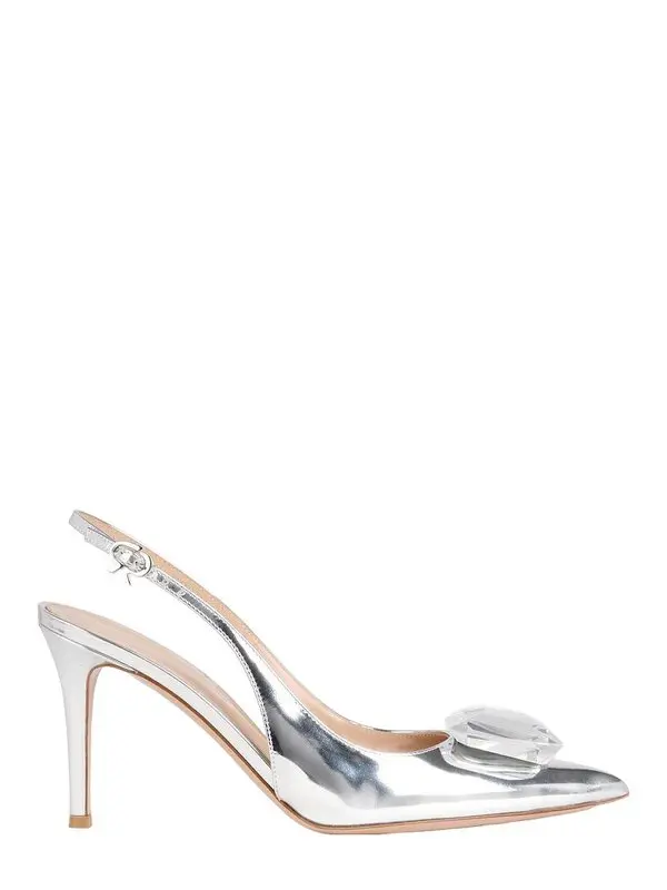GIANVITO ROSSI Jaipur Embellished Mirrored-leather Slingback Pumps - Silver