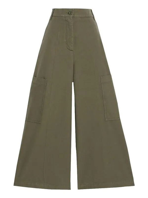 Max Mara Quiz Cotton-canvas Wide-leg Pants - Army Green
