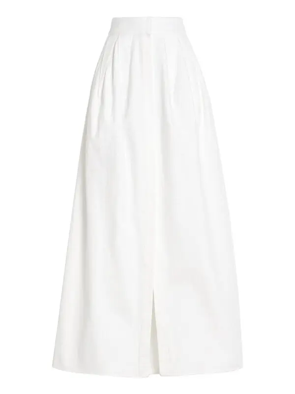 Max Mara Alcade Pleated Cotton-blend Twill Maxi Skirt - White
