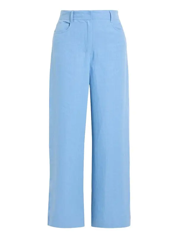 Max Mara Linen Wide-leg Pants - Light Blue
