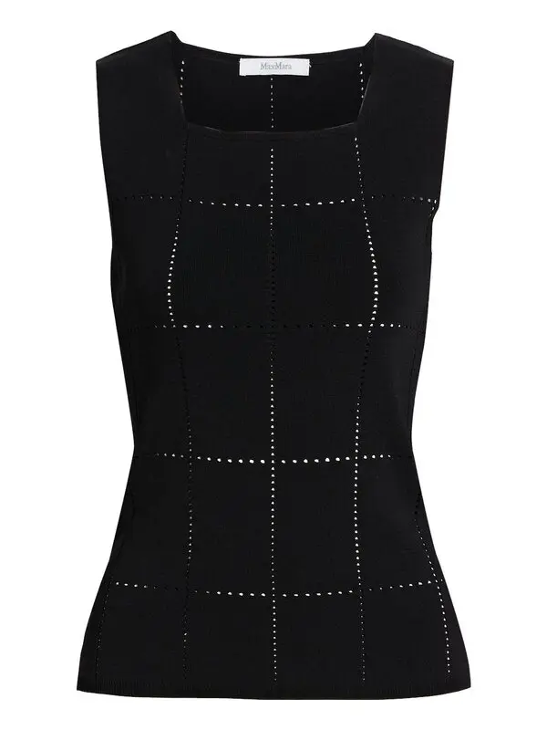 Max Mara Ugolina Pointelle-knit Tank - Black