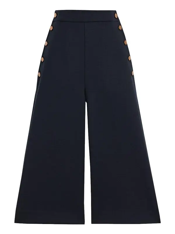 Max Mara Valdez Wool-blend Jersey Culottes - Midnight Blue