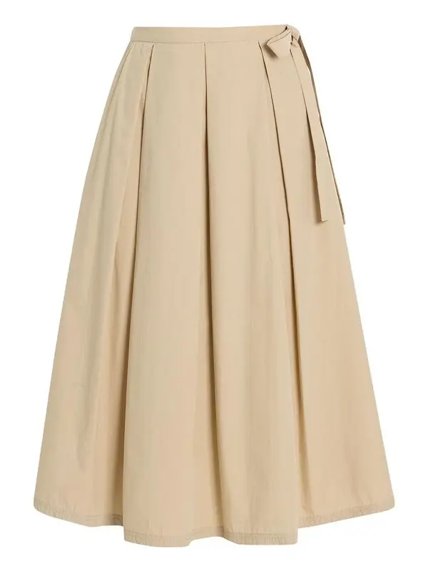 Max Mara Folk Pleated Cotton-poplin Midi Skirt - Sand