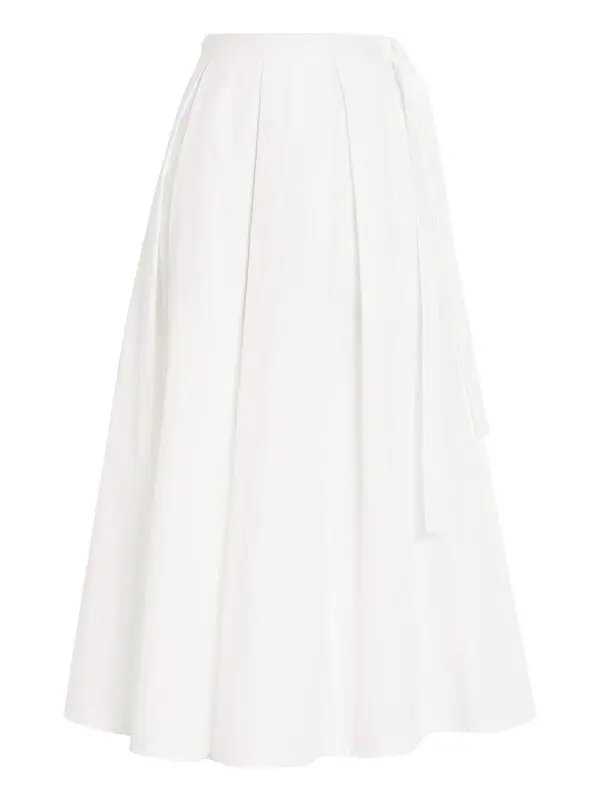 Max Mara Folk Pleated Cotton-poplin Midi Skirt - White