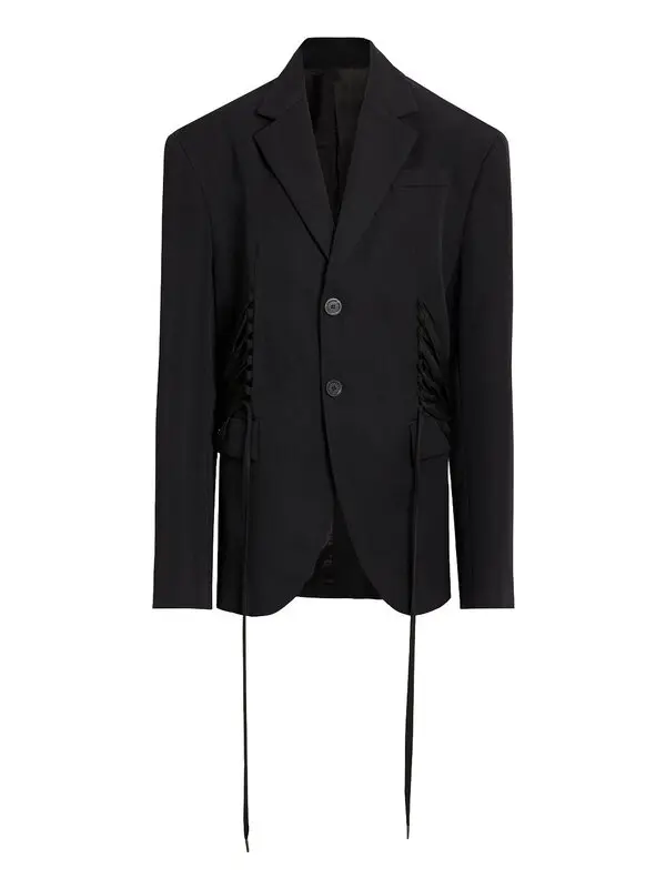 JEAN PAUL GAULTIER Wool-crepe Blazer With Lace-up Detailing - Black