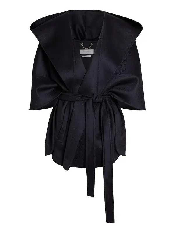 Max Mara Cashmere-felt Hooded Wrap Jacket - Midnight Blue