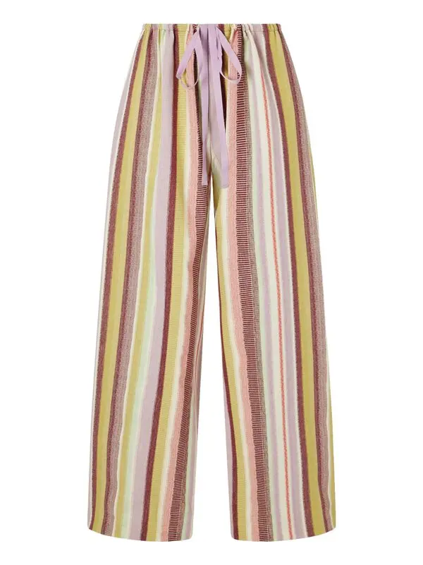 Anna Sui Mesa Striped Cotton-blend Straight-leg Pants - Purple