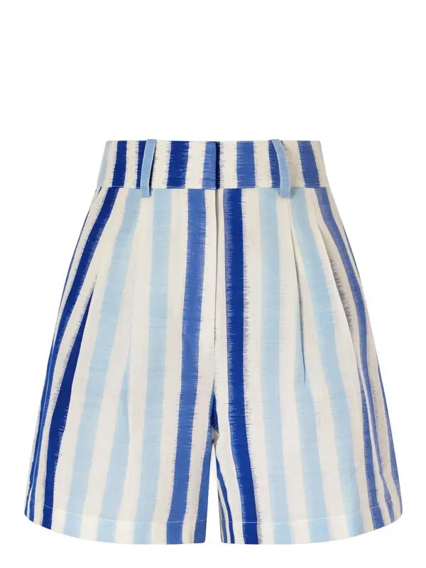 EMPORIO SIRENUSE Beatrice Ikat Striped Cotton Shorts - Blue