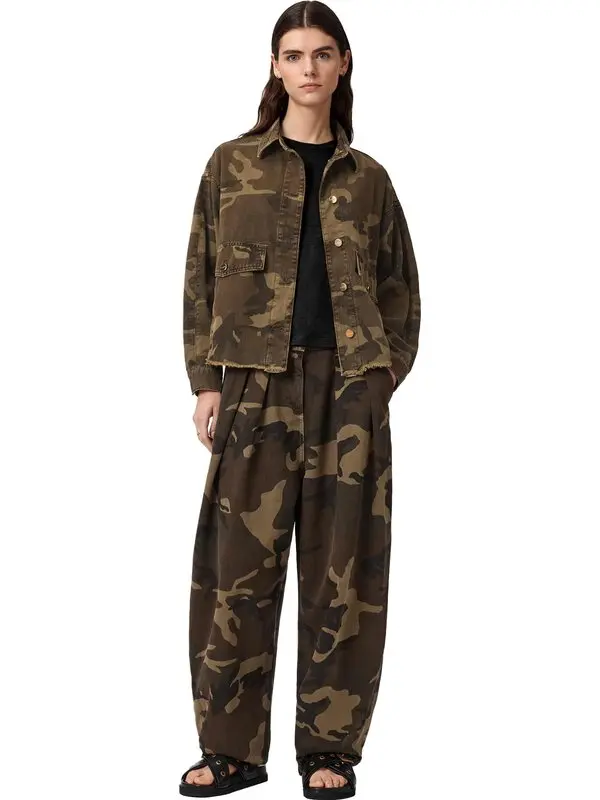 ALLSAINTS Hettie Camouflage Oversized Shacket - Green