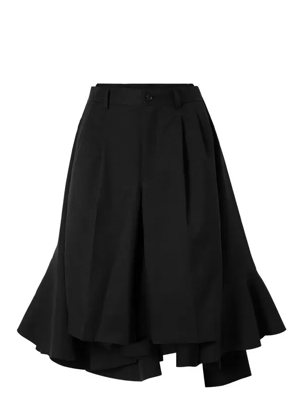 Comme Des Garçons Wide-leg Ruffled Twill Shorts - Black
