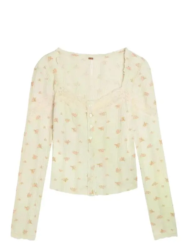 Free People Floral Print Top - Neutrals