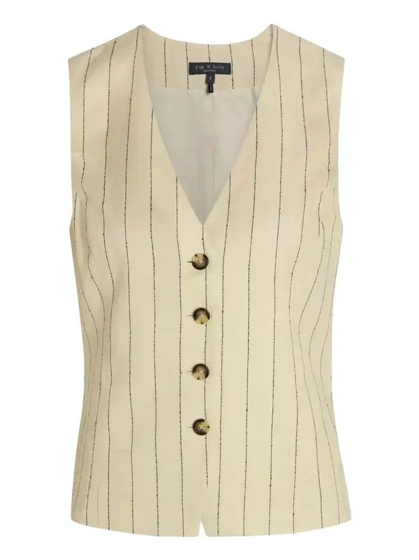 Rag & Bone Striped Buttoned Vest - Neutrals