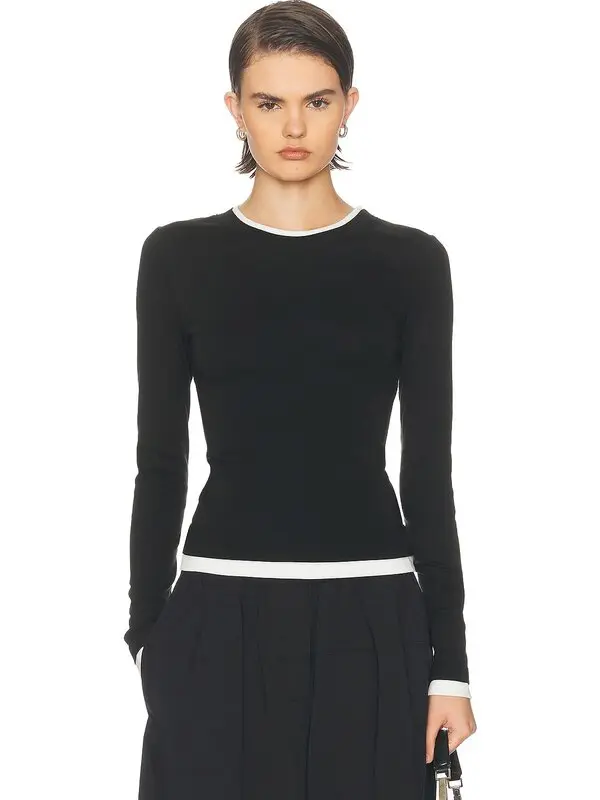 ST. AGNI Organic Cotton Layered Long Sleeve Top - Jet Black