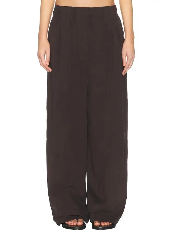 ST. AGNI Relaxed Pleat Pant - Bark