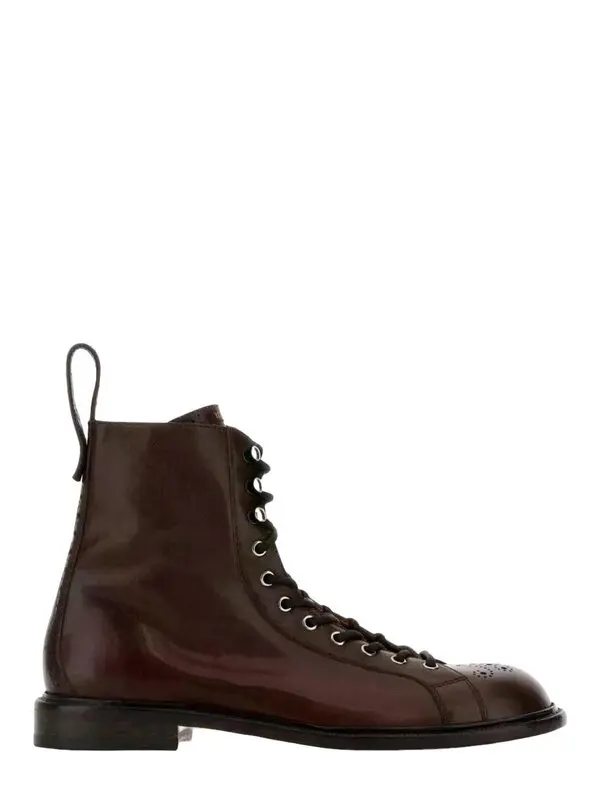 Versace Billy Lace-up Leather Boots - Brown