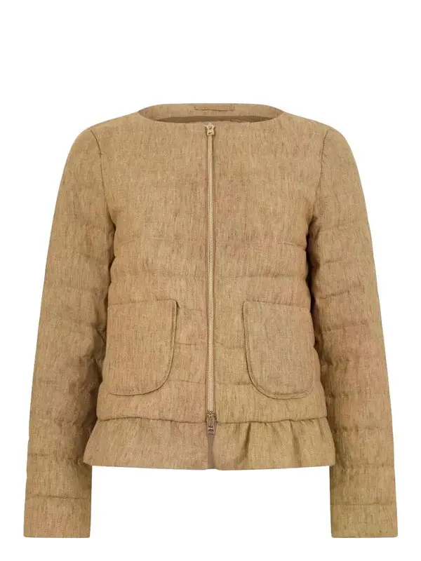 Herno Ruffled Zip-fastening Jacket - Neutrals
