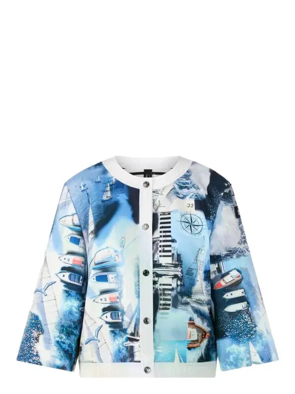 MARCCAIN Graphic-print Cropped Jacket - Blue