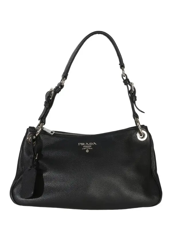 Prada Vitello Phenix Logo Shoulder Bag - Black