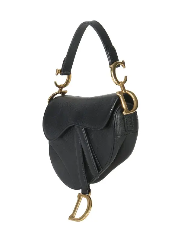 Dior Grained Calfskin Saddle Bag - Black