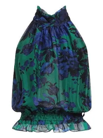 Liu Jo Floral Print Silk Viscose Halterneck Top - Green