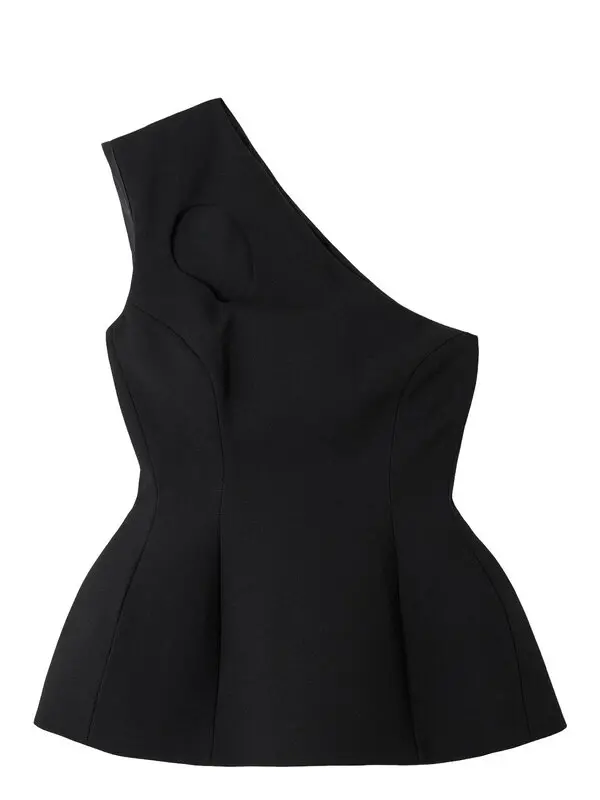 ROKSANDA Vala One-shoulder Cutout Crepe Top - Black