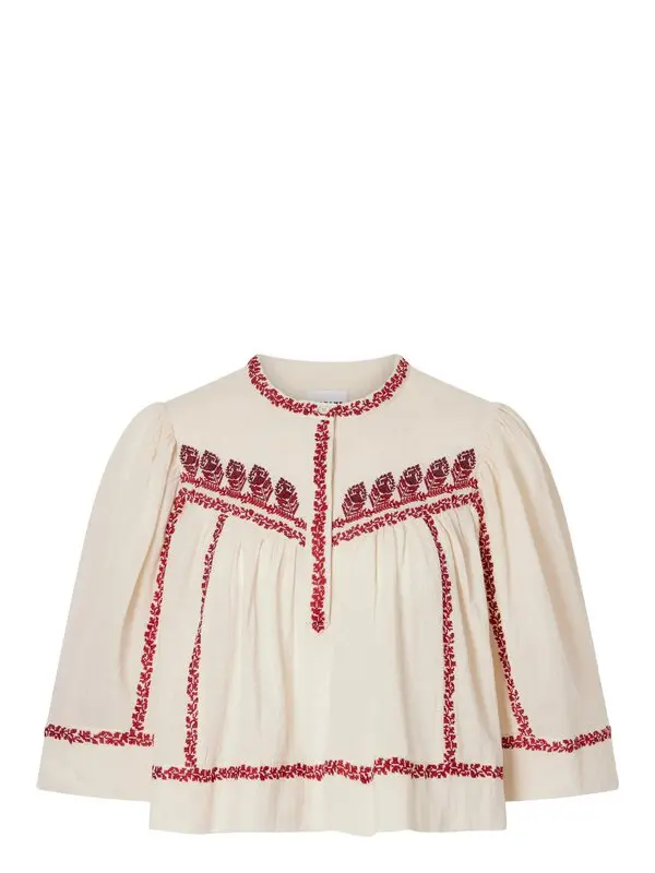 MARANT ETOILE Juline Embroidered Cotton Shirt - Neutrals