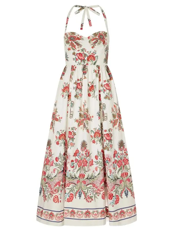 EMPORIO SIRENUSE Johanna Chintz Floral-print Cotton Maxi Dress - Red