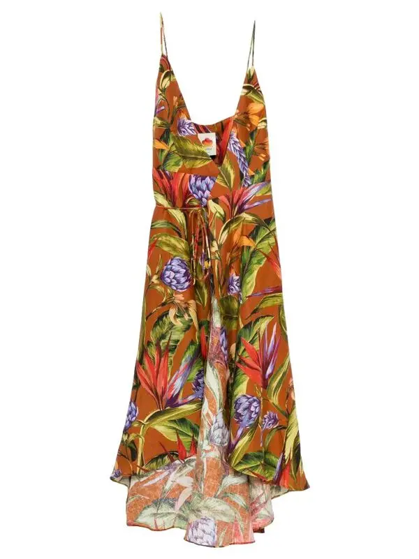 Farm Rio Floral-print Midi Dress - Brown