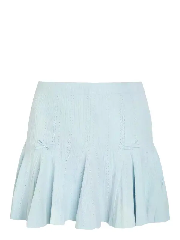 LoveShackFancy Meryl Bow-detail Mini Skirt - Blue