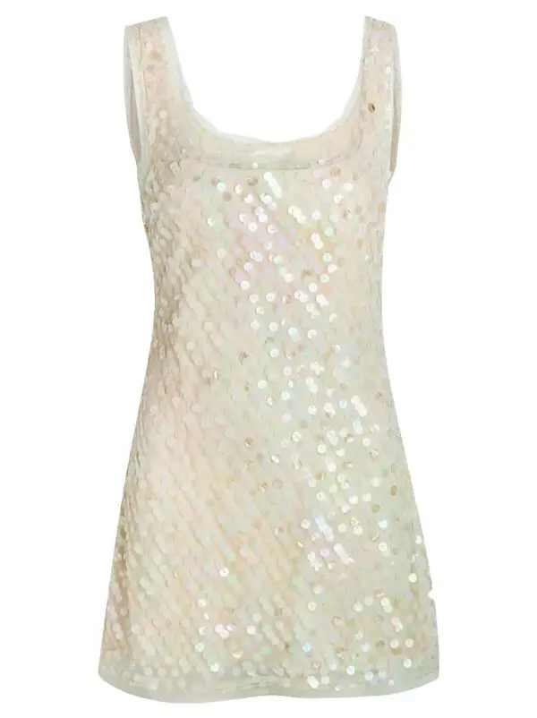 LoveShackFancy Calise Sequin-embellished Mini Dress - Neutrals