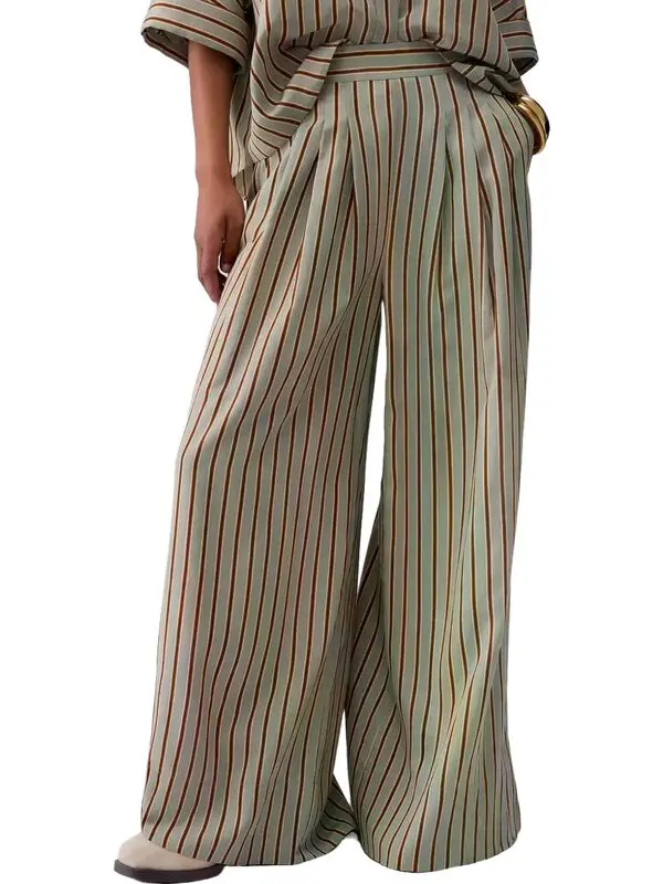 Liu Jo Striped Wide Leg Trousers - Green