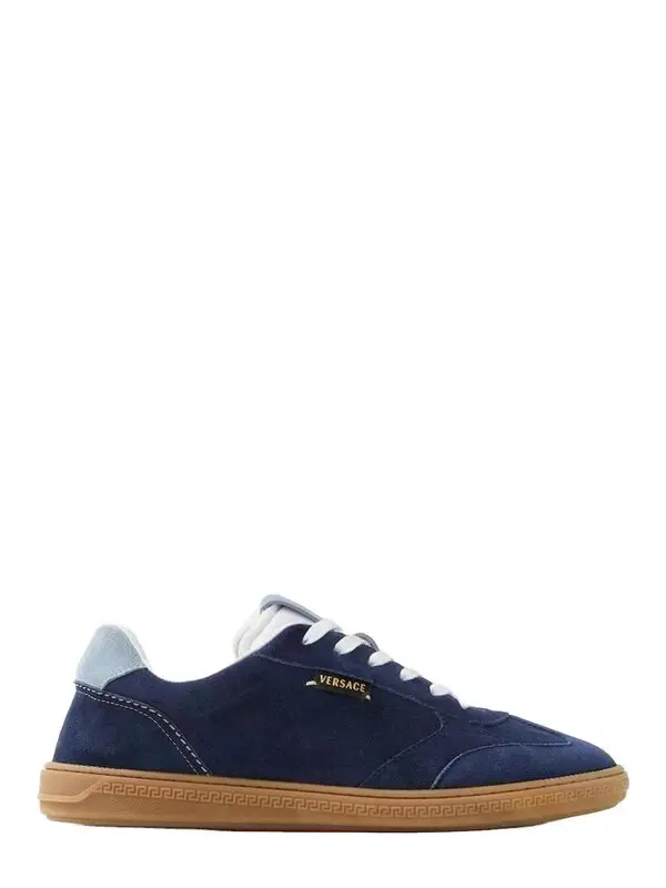Versace Greca Court Logo Suede Sneakers - Blue