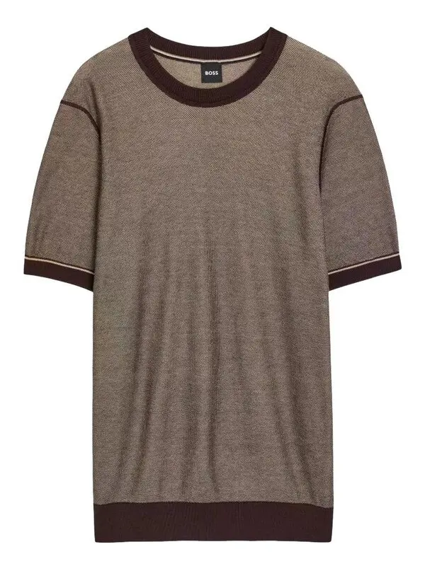 BOSS Textured Short-sleeve T-shirt - Neutrals