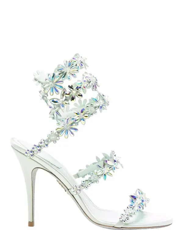 Rene Caovilla Floral-embellished Heeled Sandals - Green