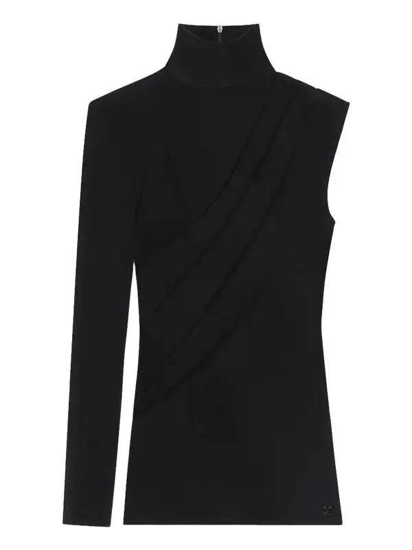 COURREGES Single-sleeved Draped Top - Black