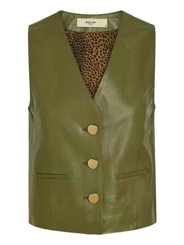 SKIIM Leather Waistcoat - Green