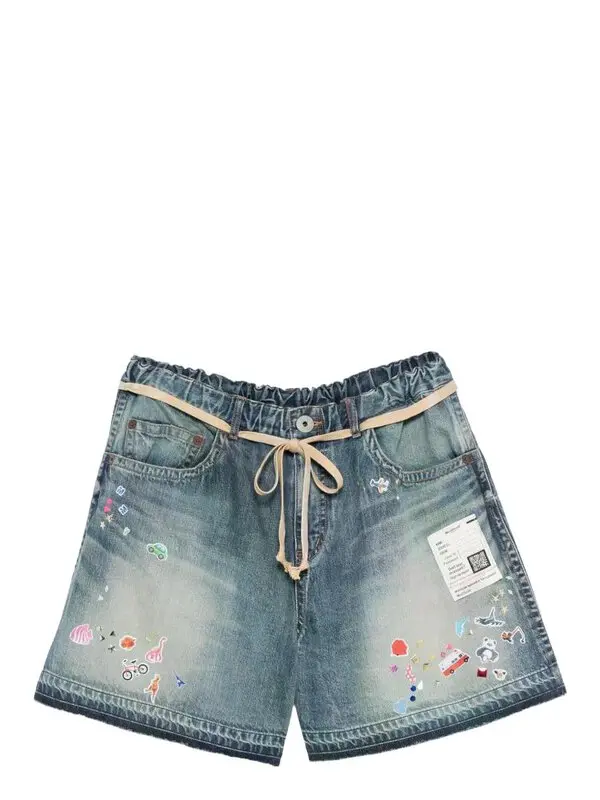 Mihara Yasuhiro Printed Drawstring Shorts - Blue