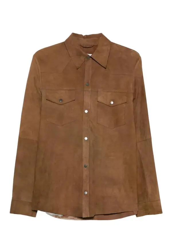 ERALDO Flap-pocket Suede Shirt - Brown