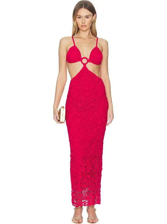 CAPITTANA Martina Rose Crochet Dress - Red