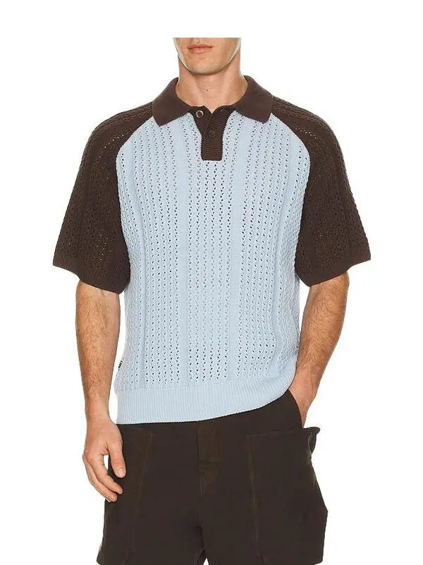 Obey Abel Knitted Polo In Blue,brown - Skyway Multi