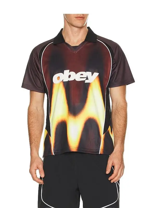 Obey Blurred Soccer Jersey - Burnt Red Multi
