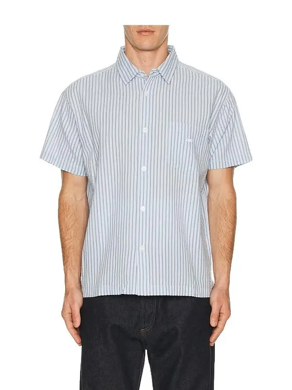 Obey Alan Woven Shirt In Baby Blue - Sky Blue Multi