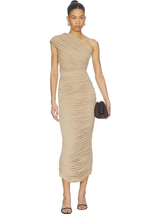 Ronny Kobo Emina One-shoulder Ruched Dress - Nougat