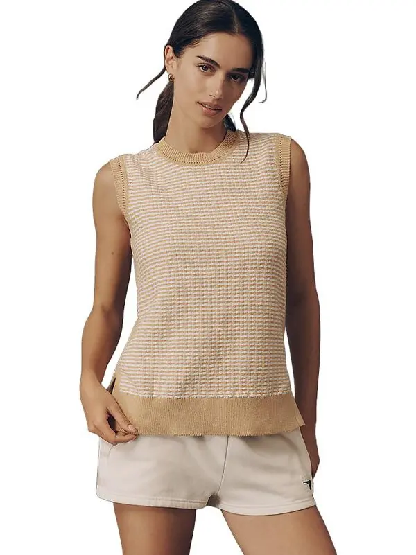 Varley Elis Cotton Knit Tank Top - Beige