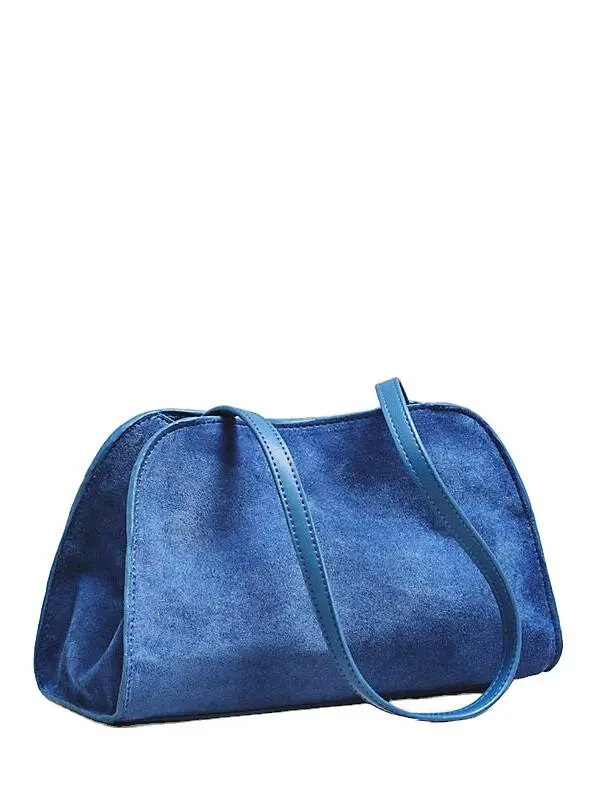 Anthropologie Janie Faux Suede Shoulder Bag - Blue
