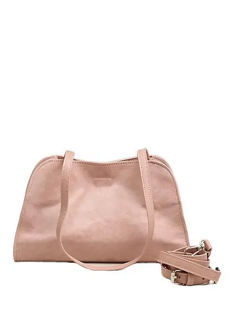 Anthropologie Janie Faux Suede Shoulder Bag - Tan