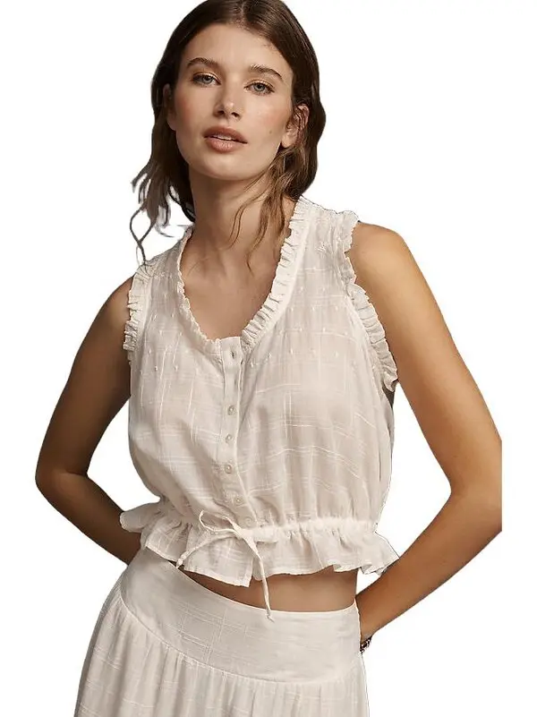 Anthropologie Sleeveless Lace Top - Bright White